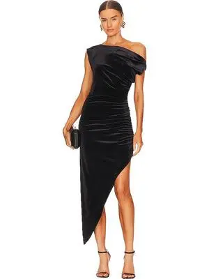Norma Kamali Drop Shoulder Side Drape Gown - Black