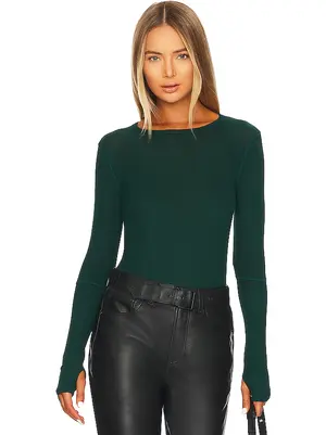 Michael Lauren Everett Long Sleeve Thumbhole Tee - Emerald Green