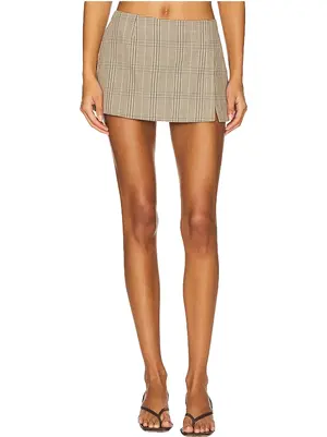 Miaou Micro Mini Skirt - Brown Check
