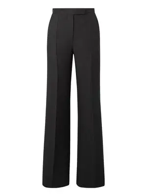 Valentino Garavani Wool And Silk-blend Crepe Wide-leg Pants - Black