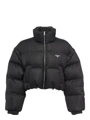 Prada Prada Printed Down Jacket With Detachable Sleeves Nero