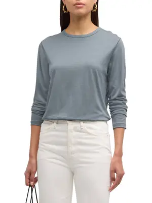 Majestic Filatures Majestic Filatures Lyocell Cotton Crewneck Tee Gris Bleu
