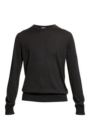 Zegna Cashmere Crewneck Sweater - Black Solid