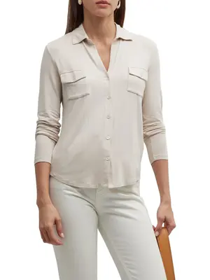 Majestic Filatures Majestic Filatures Soft Touch Button-Down Shirt Cloud