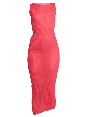 MAISON MARGIELA Midi Bodycon Knit Dress - Red