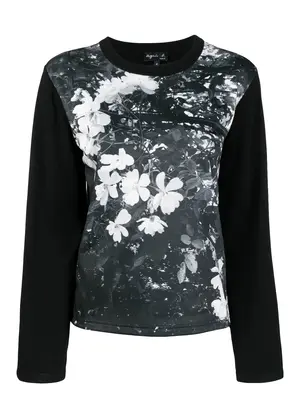 AGNÈS B. Photograph-print Knitted Top - Black