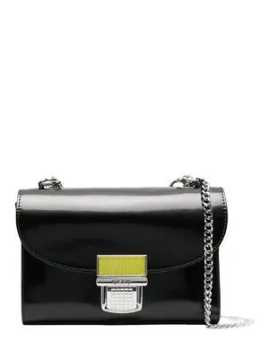 MSGM Brushed Faux Leather Crossbody Bag - Black
