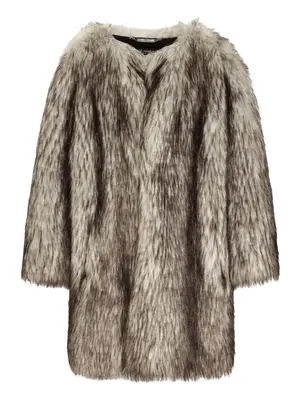 Dolce & Gabbana Single-breasted Faux-fur Coat - Neutrals