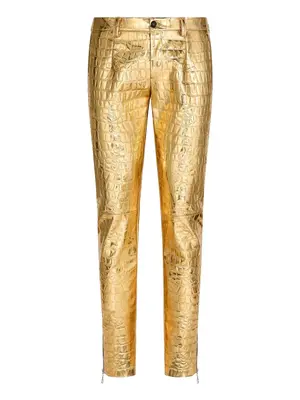 Dolce & Gabbana Metallic-finish Skinny Trousers - Yellow