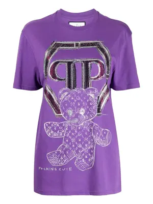 Philipp Plein Teddy Bear-print T-shirt - Purple