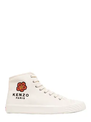 Kenzo Logo-embroidered High-top Sneakers - Neutrals