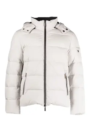 MOORER Padded Zip-up Hooded Down Jacket - Neutrals
