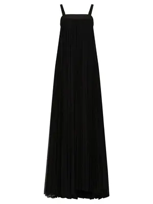 Dolce & Gabbana Pleated Tulle Maxi Dress - Black