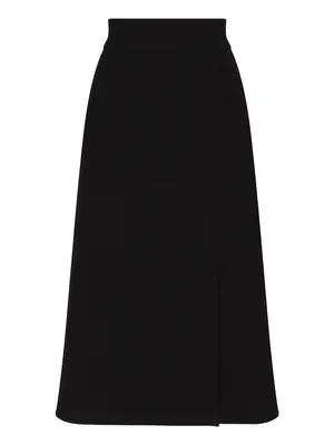 Dolce & Gabbana Slit-detail Crepe Midi Skirt - Black