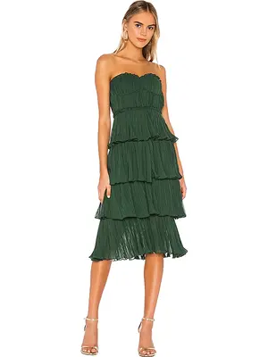 LOVERS AND FRIENDS Alex Midi Dress - Emerald Green