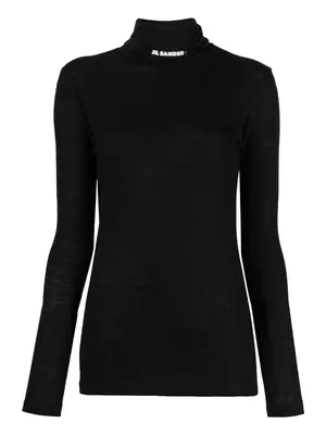 JIL SANDER Funnel-neck Top - Black