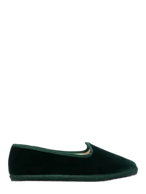 SCAROSSO Valentina Velvet Loafers - Green