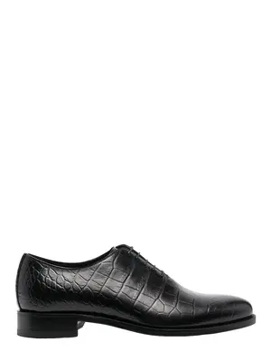 SCAROSSO Scarosso Crocodile-Effect Leather Lace-Up Shoes