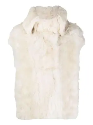 YVES SALOMON Sleeveless Shearling Jacket - White