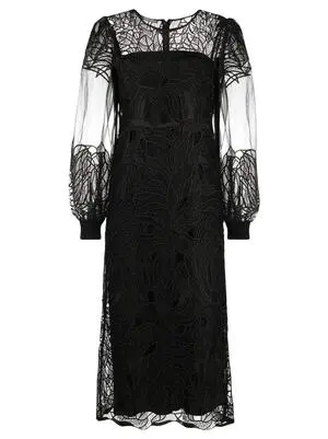 Alberta Ferretti Lace-overlay Midi Dress - Black