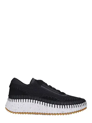 Chloé Embroidered Suede And Mesh Sneakers - Black