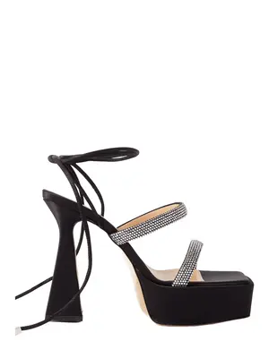 Mach & Mach Devon Crystal-embellished Platform Sandals - Black