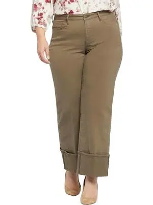 NYDJ Teresa Deep Cuff Wide Leg Jeans - Ripe Olive