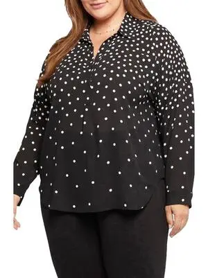 NYDJ Becky Recycled Polyester Georgette Popover Blouse - Percy Dot