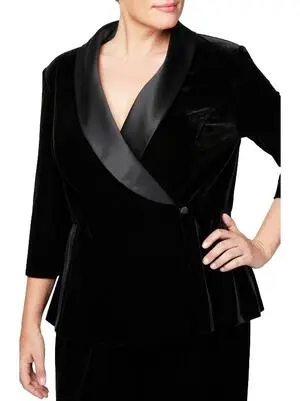 Alex Evenings Velvet Jacket - Black