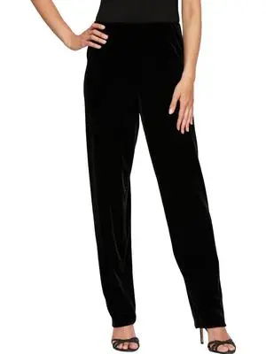 Alex Evenings Slim Velvet Pull-on Pants - Black