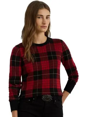 Ralph Lauren Plaid Cotton-blend Sweater - Black/red Multi
