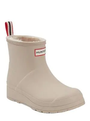 Hunter Play Short Faux Shearling Lined Rain Boot - Light Gray