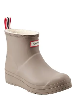 Hunter Hunter Play Short Faux Shearling Lined Rain Boot Millstone/black