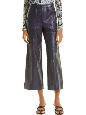 Cinq À Sept Benji Faux Leather Crop Pants - Navy