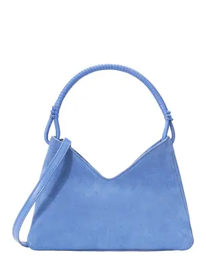 Staud Valerie Suede Shoulder Bag Blue Hydrangea