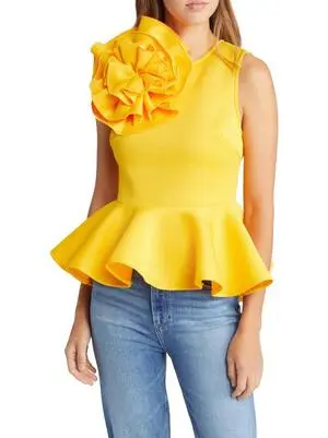NIKKI LUND Coco Sleeveless Peplum Top - Yellow