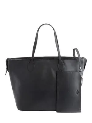 ROYCE NEW YORK Personalized Leather Tote With Wristlet - Black - Silver Foil