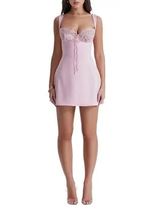 House Of Cb Adriana Lace Inset Satin Mini Dress - Rosehill