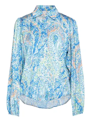 TOY G. Floral Print Satin Shirt Azure