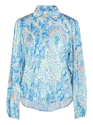 TOY G. Floral Print Satin Shirt Blue