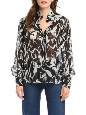 Fifteen Twenty Shirred Button-up Blouse - Print