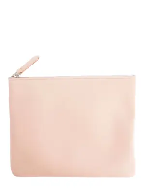 ROYCE NEW YORK Personalized Leather Travel Pouch Light Pink- Silver Foil
