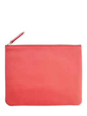ROYCE NEW YORK Personalized Leather Travel Pouch - Red- Deboss
