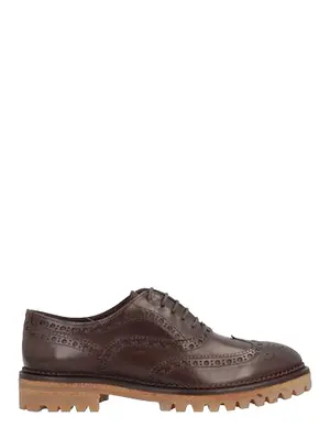 CALPIERRE CALPIERRE Dark Brown Leather Lace-Up Brogues Dark Brown