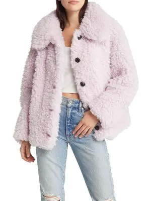 Vero Moda Elvira Faux Shearling Jacket - Lavender Fog