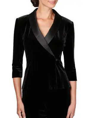 Alex Evenings Velvet Tuxedo Top - Black