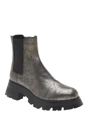 Dkny Sasha Lug Chelsea Boot - Dark Gunmetal Cracked Leather