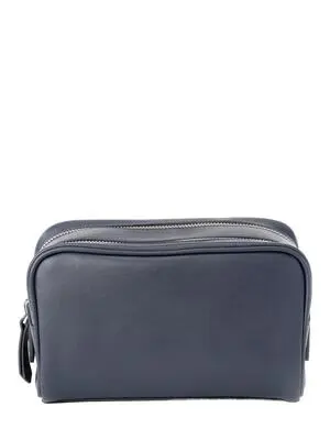 ROYCE NEW YORK Personalized Leather Toiletry Bag Navy Blue - Deboss
