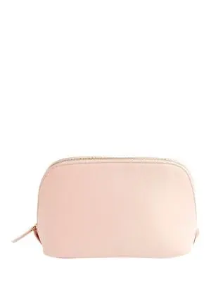 ROYCE NEW YORK Personalized Leather Cosmetic Bag - Light Pink - Silver Foil