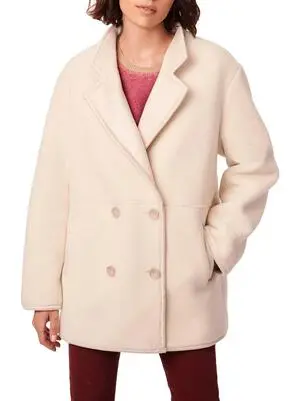 Bernardo Double-breasted Faux Fur Coat - Cream